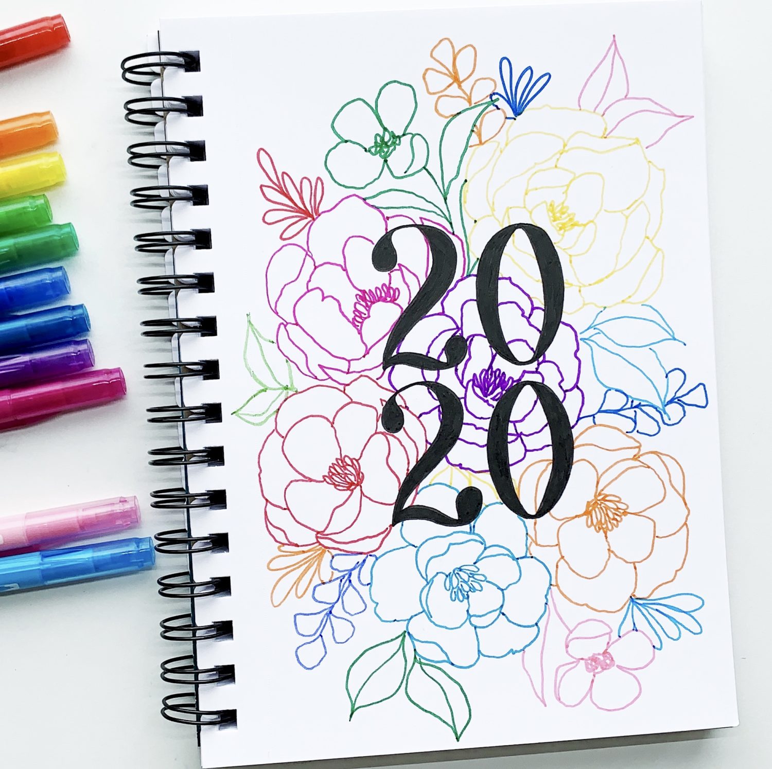 2020 Bright and Colorful Floral Cover Page - Tombow USA Blog