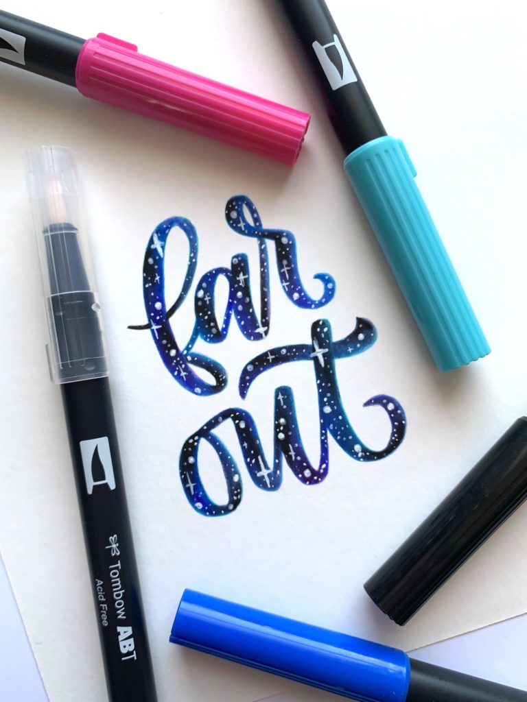 Galaxy Calligraphy Using the Colorless Blender - Tombow USA Blog