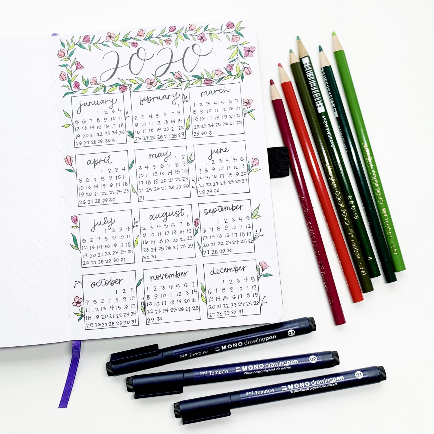 2020 Yearly Bullet Journal Calendar Tutorial - Tombow USA Blog