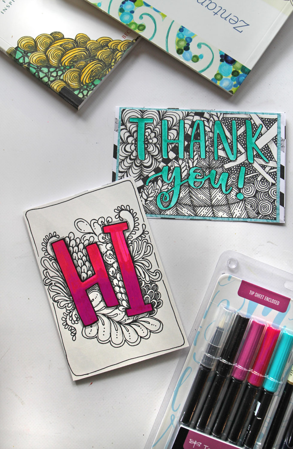 How to Draw Zentangle-Inspired Hand Lettered Cards - Tombow USA Blog