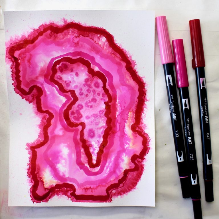 Draw a Pink Agate Slice for National Pink Day - Tombow USA Blog
