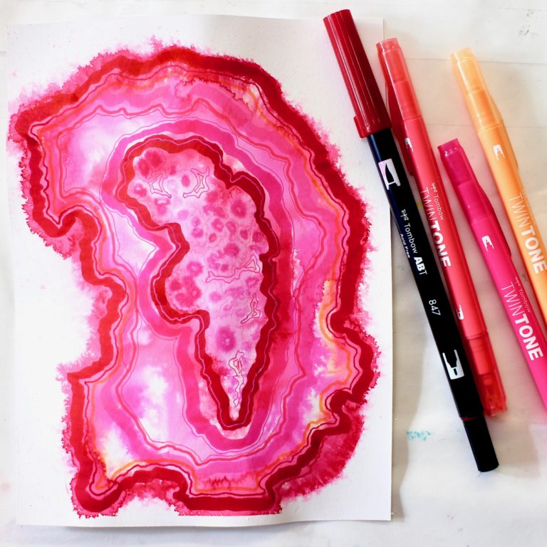 Draw a Pink Agate Slice for National Pink Day - Tombow USA Blog